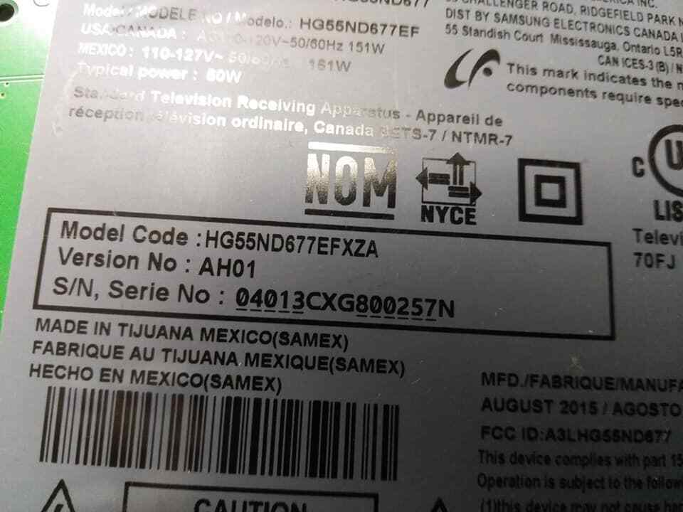 SAMSUNG HG55ND677EFXZA version HS01 POWER SUPPLY BN44-00704A | eBay