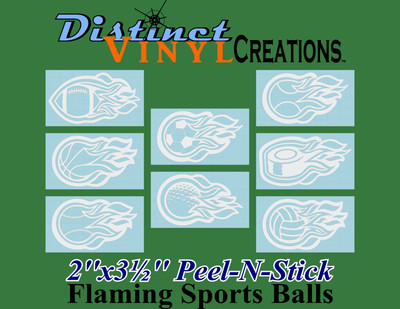 Flaming Sports Balls Vinyl Car Window Decals, 3½''×2'' | eBay