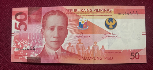 PHILIPPINES: 50 PESOS NGC 2025 MARCOS REMOLONA SOLID SERIAL HE444444 | eBay