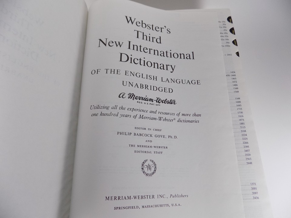 Merriam-Webster's Third New International Dictionary Unabridged 1993 ...