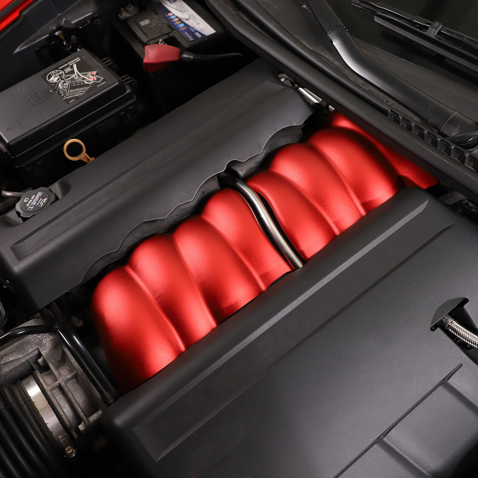 Red Aluminum alloy Engine Intake/Plenum Cover Trim Fit For Corvette C6 ...