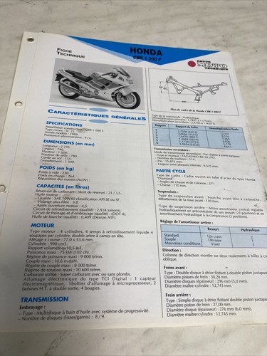Honda CBR1000F SC25 1989 CBR 1000 1000CBR Motorcycle Technical Sheet ...