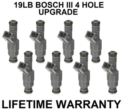 OEM 8X Modern Bosch III 19LB 4 Hole Fuel Injectors Ford Lincoln Mercury ...