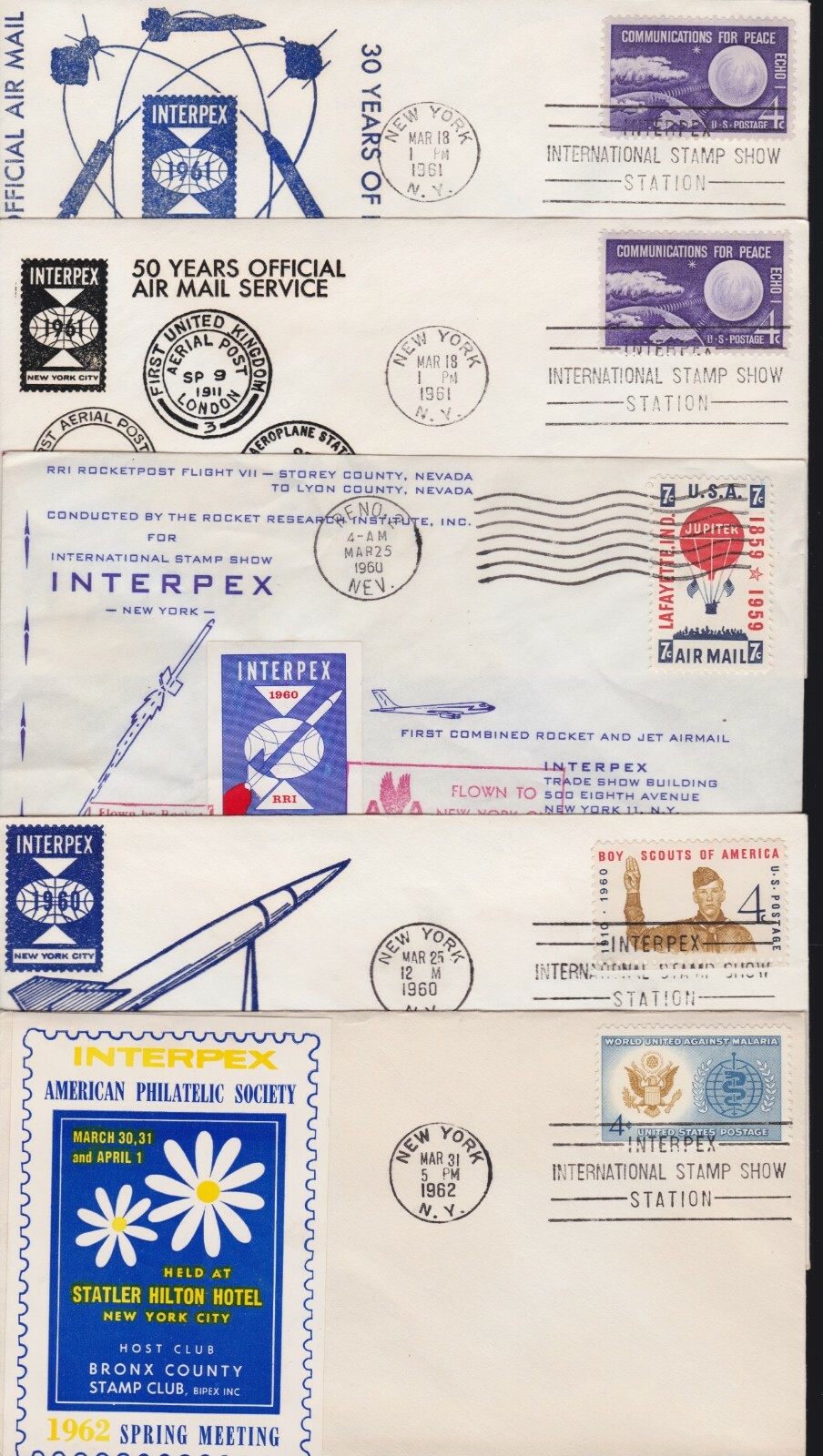 US 5 Vintage 1960,61,62 INTERPEX Show Covers & Rocket Mail Cover | eBay