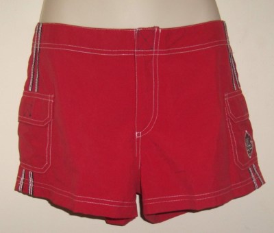 Womens Juniors Body Code Surf Board Swim Beach Summer Fun Red Shorts Sz ...