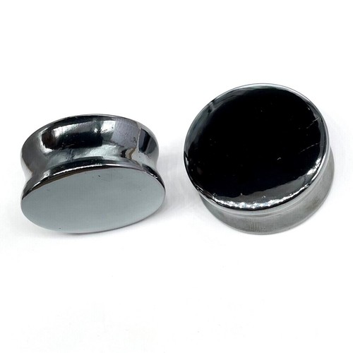 Natural Hematite Gemstone Handicarfted Ear Piercing Plugs Pair Size 8g ...