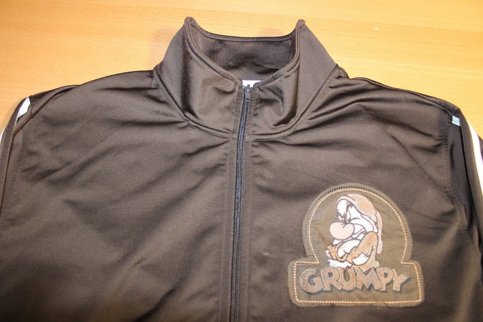 Disney Store White Snow Dwarf Grumpy Patch Zip up Track Jacket Mens 2XL ...