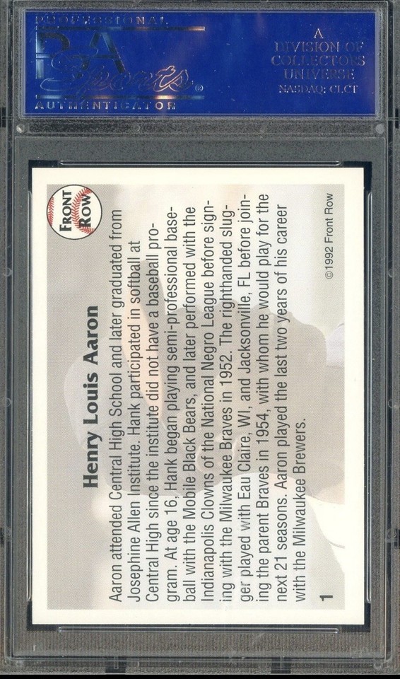 Hank Aaron HOF Signed 1992 Front Row #41 PSA/DNA Authentic AUTO | eBay