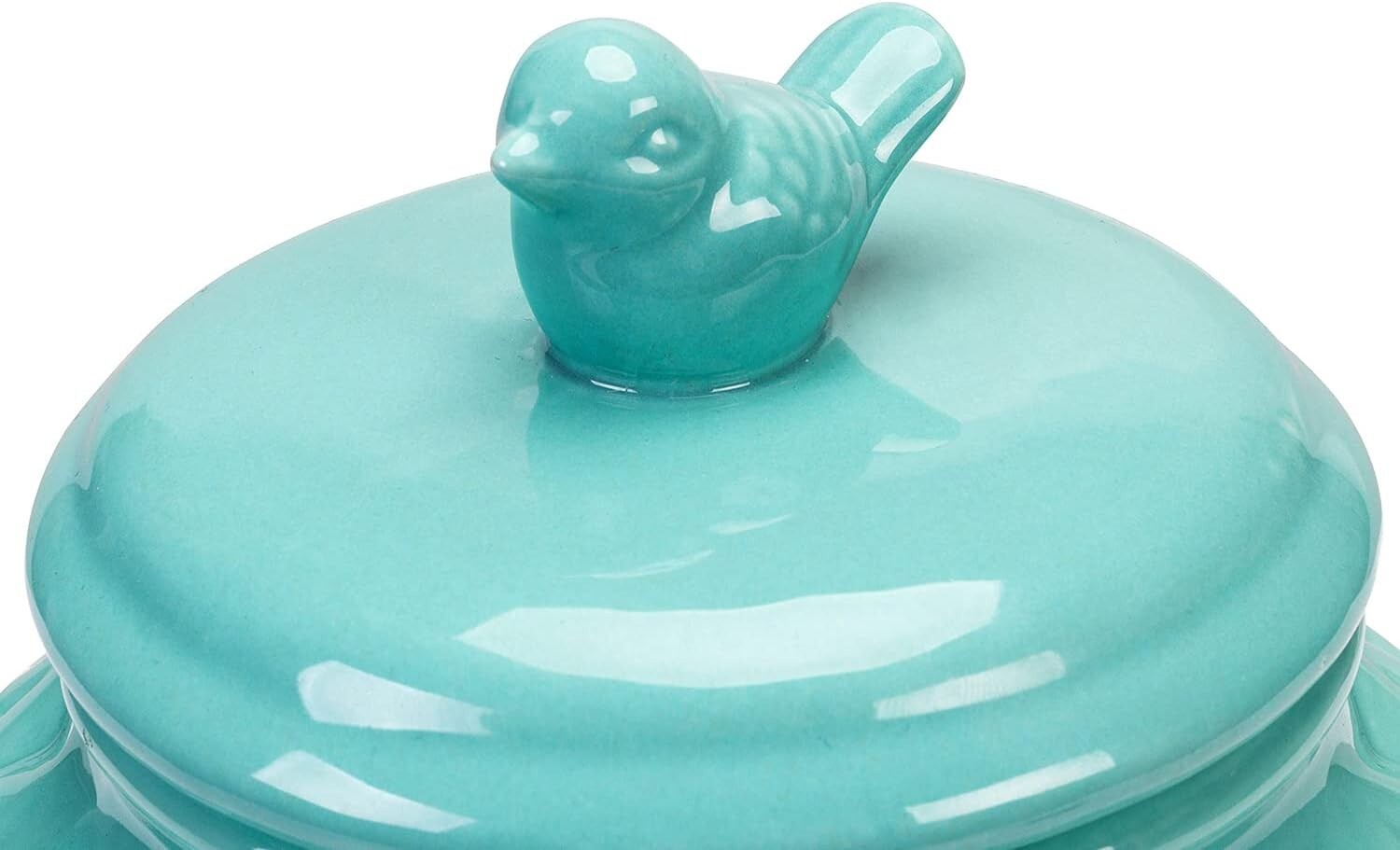 Tabletop Turquoise Ceramic Kitchen Jar with Lid, Cookie Jar Storage ...