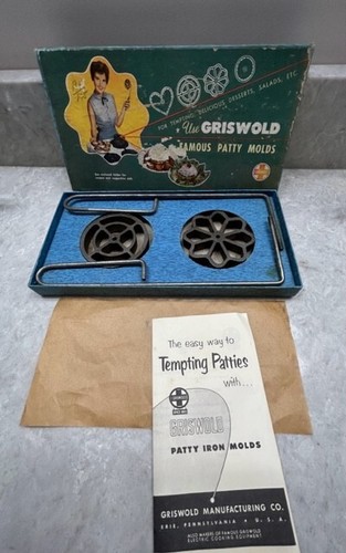 1950s Griswold Cast Iron Famous Patty Molds Set #1 Shallow Pattern ...