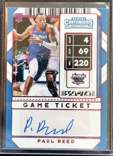 Paul Reed ROOKIE Auto 2020-21 Contenders Draft Picks Autograph RED ...