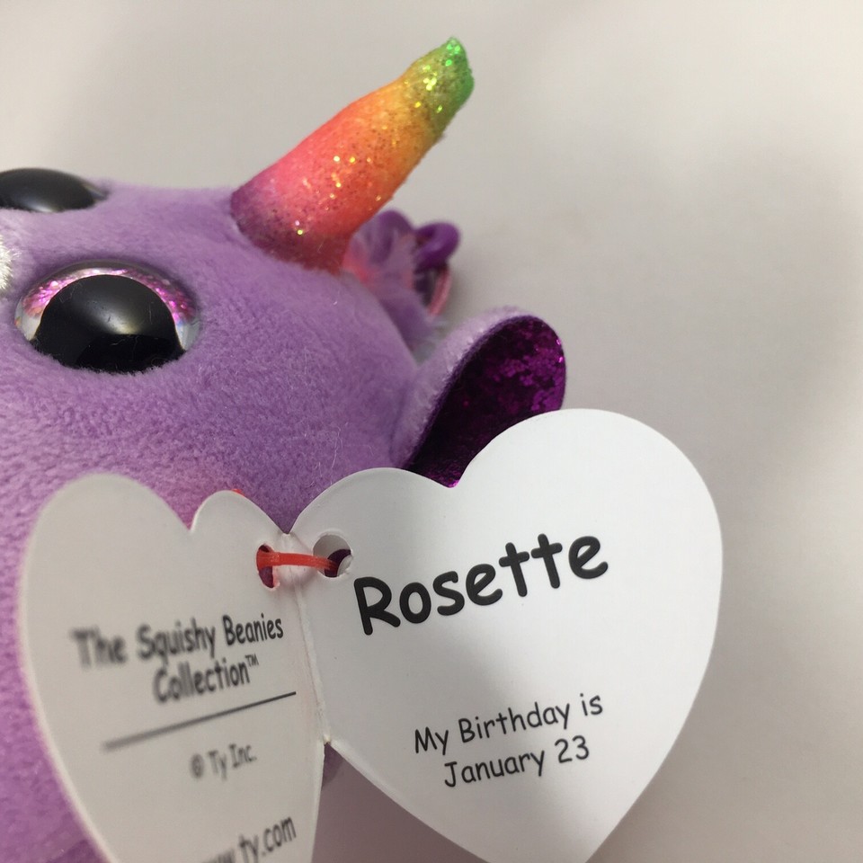 TY Mini Beanie Squish-A-Boos Key Clip - ROSETTE the Unicorn (3 inch ...