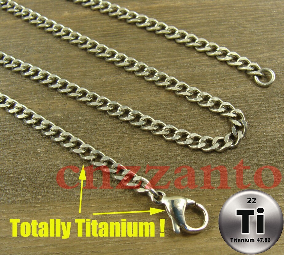 Pure Titanium Curb chain necklace anti-allergy 3.5mm width 23.6 " (60cm ...