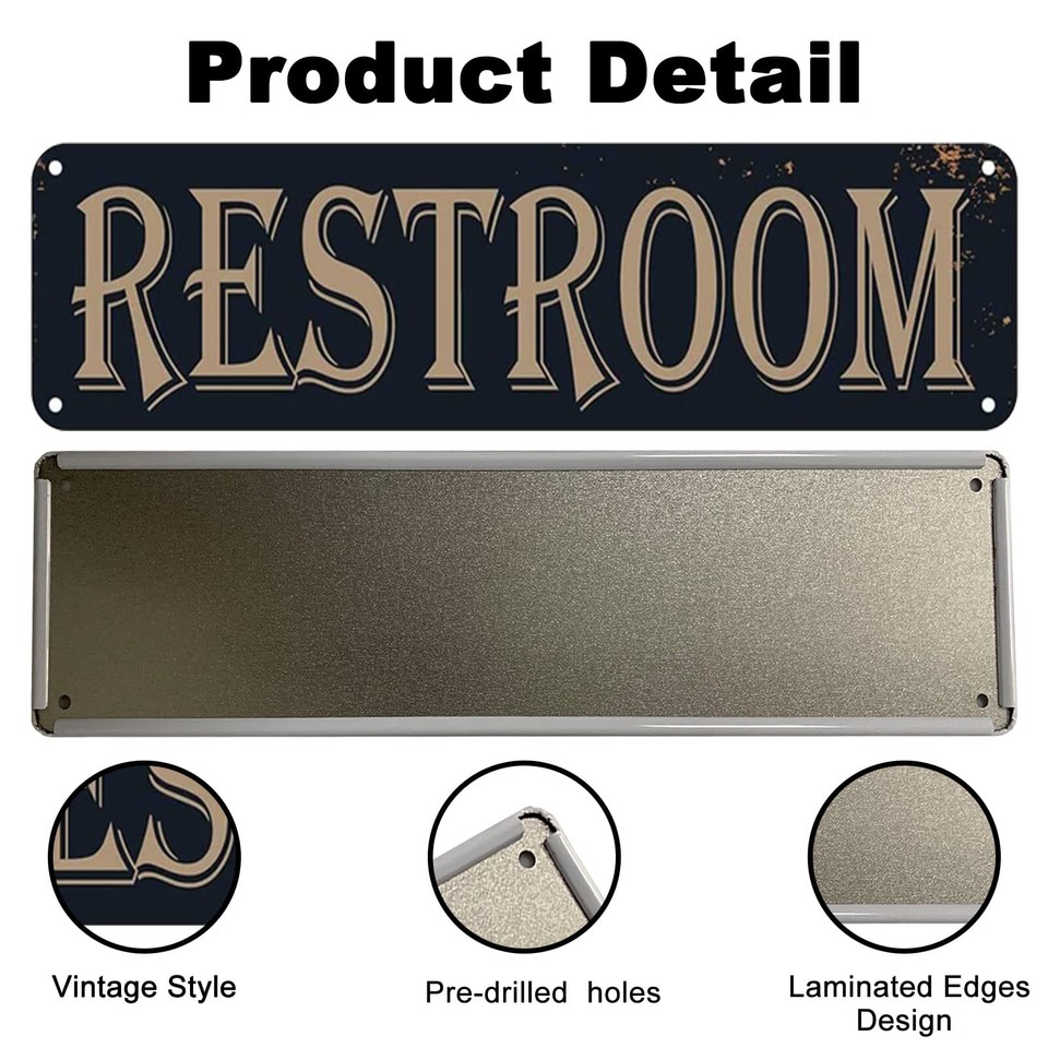 Restroom Vintage Metal Sign Bathroom Door Signs for Offices Businesses ...