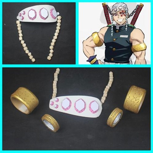Anime Demon Slayer Uzui Tengen Headdress Headband Bracelet Arm Ring ...