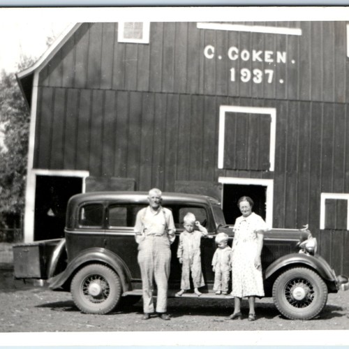 1937 La Crosse WI Family Car Kids Man Woman Farm Snapshot Photo C Coken ...