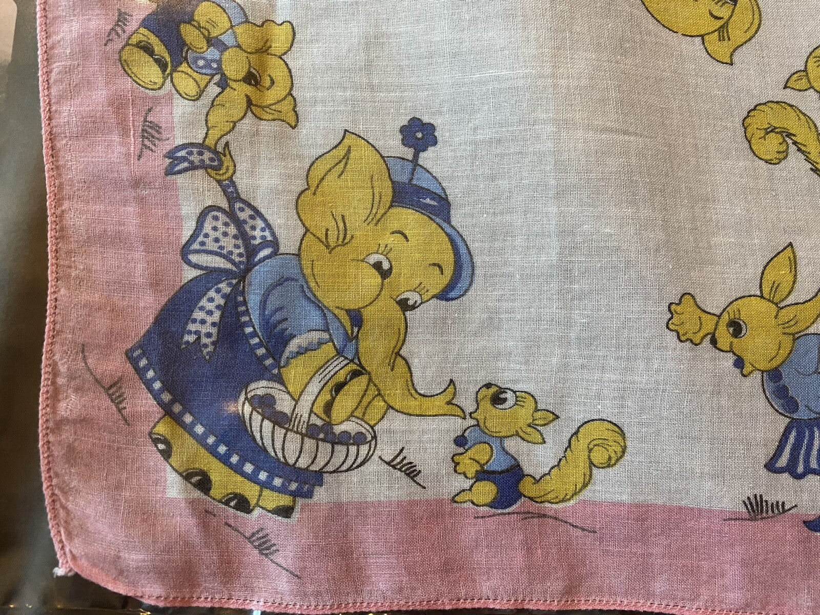 Vintage Childrens Handkerchief Hankie Elephants Squir… - Gem