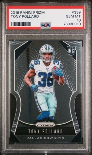2019 Panini Prizm Tony Pollard Dallas Cowboys Rookie Card PSA 10 #339 ...