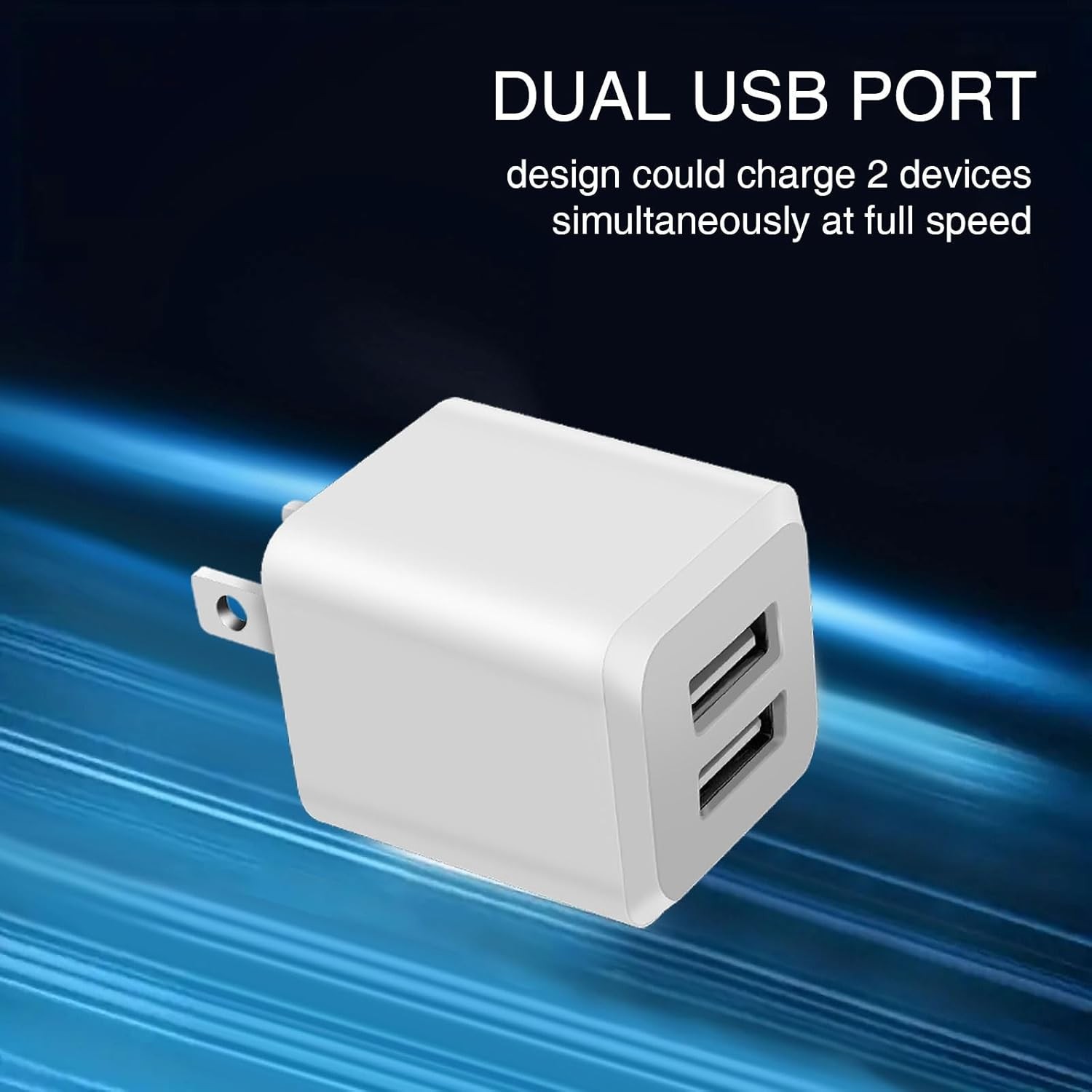 3- Pack, USB Wall Charger, Dual Port USB Cube Power Adapter Charger ...
