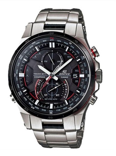 CASIO Edifice EQW A1200 Solar Radio Watch Black Compass Steel 44mm ...