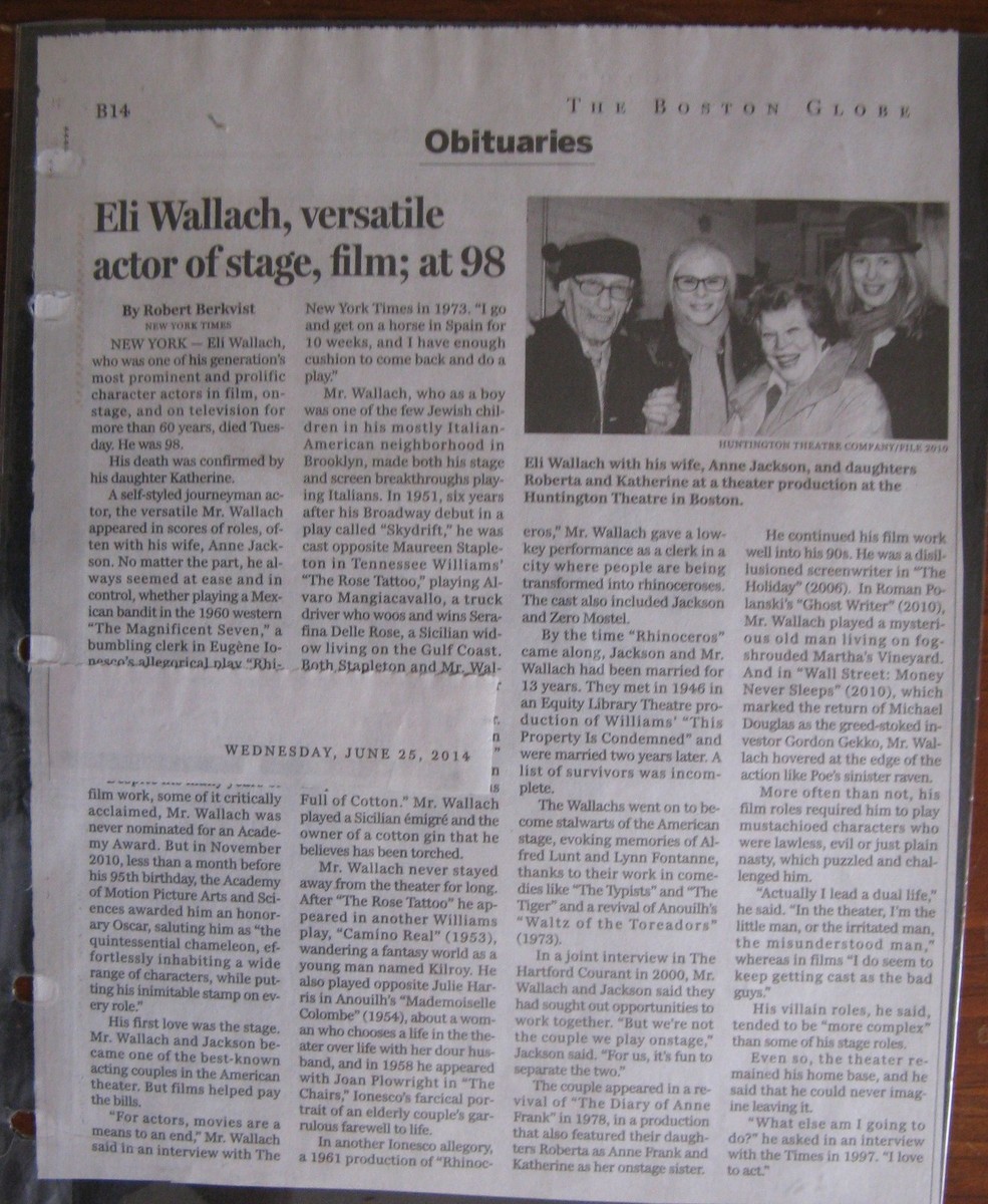 Eli Wallach Son A Shroud Of Thoughts: The Late Great Eli Wallach