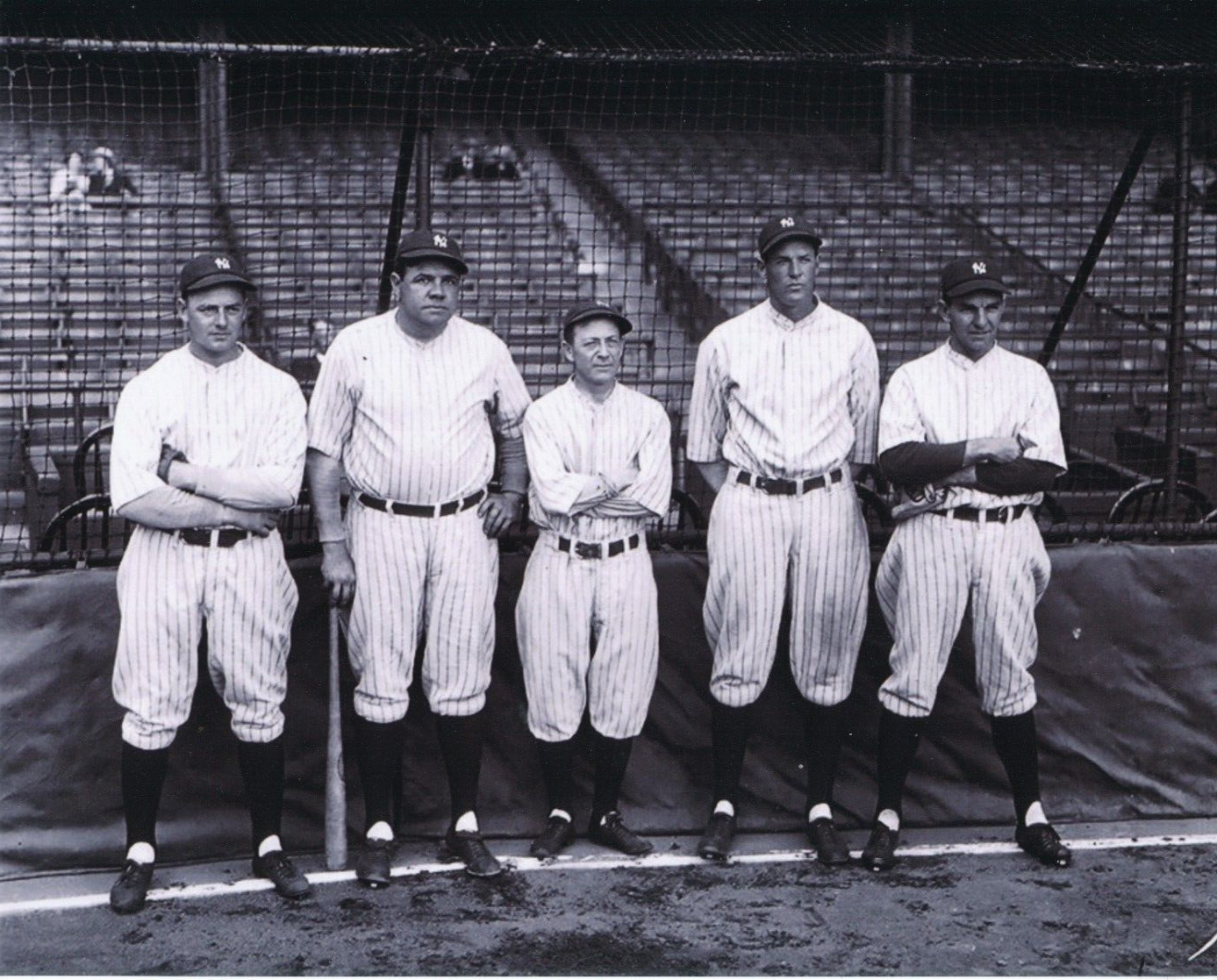 babe ruth,miller huggins,bob meusel,waite hoyt,bob shawkey 8x10 photo ...
