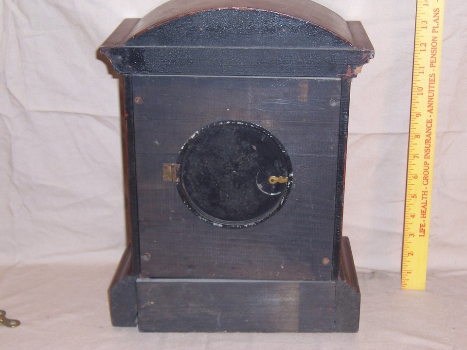 Rare Antique Ingraham Mantle Clock with Columns Chimes Shelf Brass ...