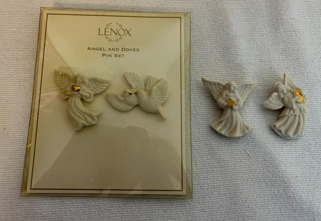 Lenox Angel & Doves Set & 2 Angels Pin Brooch Pinback Button New | eBay