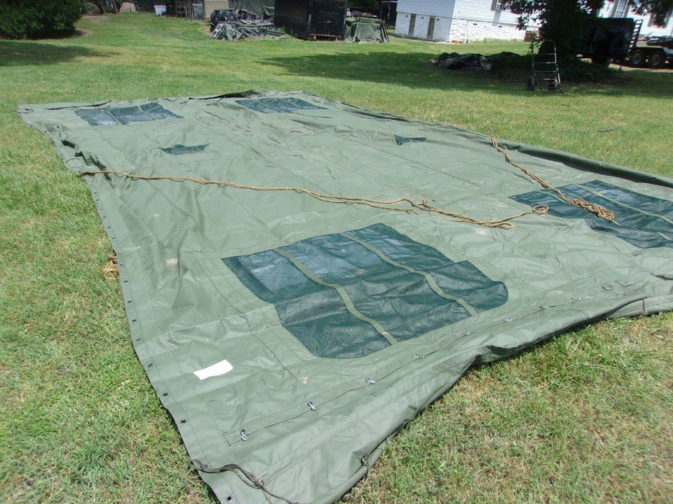 MILITARY 16x16 FRAME TENT SURPLUS US ARMY ..NO FRAMES INCLUDED CAMPING ...
