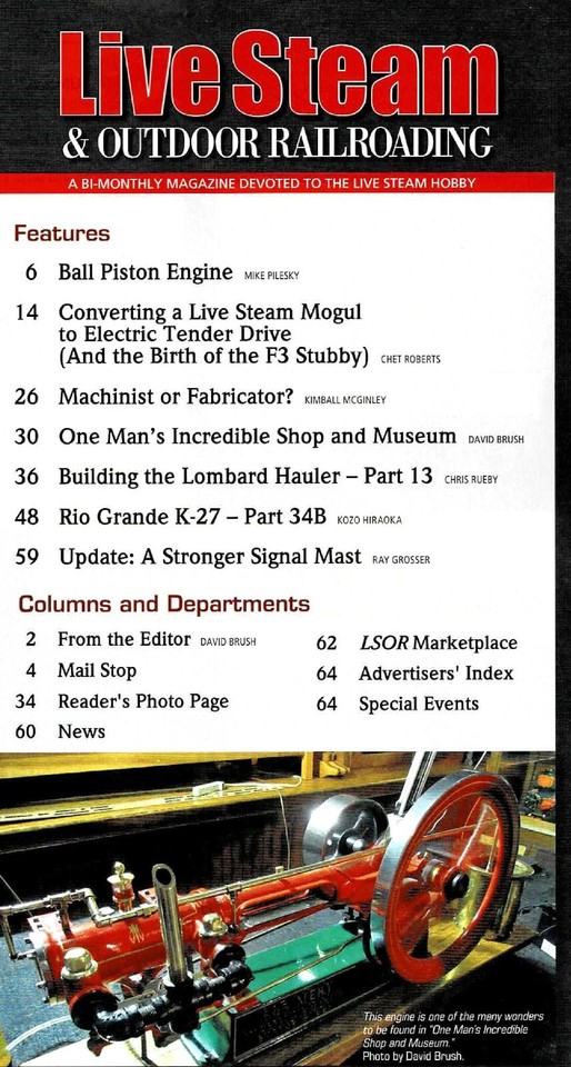 Live Steam & Outdoor Railroading Sep/Oct 2020 Ball Piston Engine | eBay