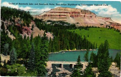 Vintage Postcard- 18278. Outlet of Beartooth Lake and Beartooth ...