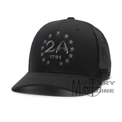 2nd Amendment 1791 2A 13 Stars hat Black Black / Gray cap Trucker Mesh ...