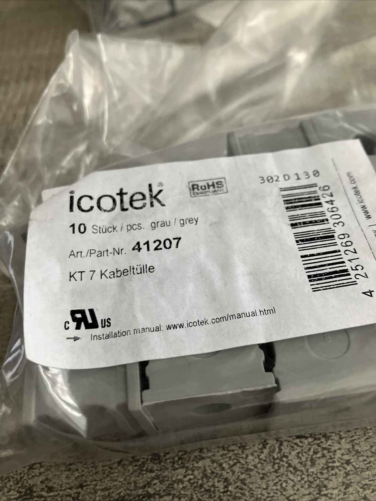 Pack of 10 - Icotek 41207 Grey Insert, KT 7, | eBay