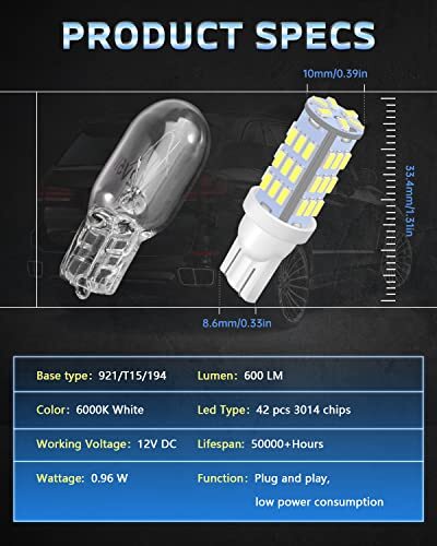 JEFLYM White 6000K c921 LED RV Bulbs 921 912 RV Trailer Camper Boat 12 ...