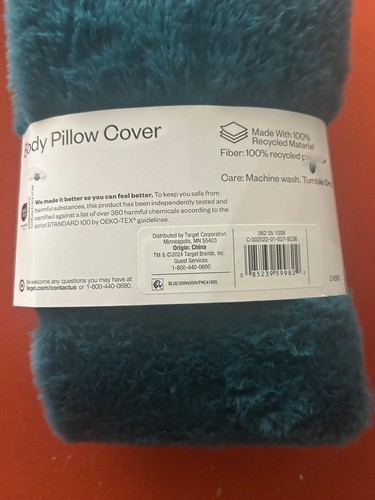 Room Essentials Body Pillow Cover 20"x 50" - Soft/Plush - Dark Teal ...