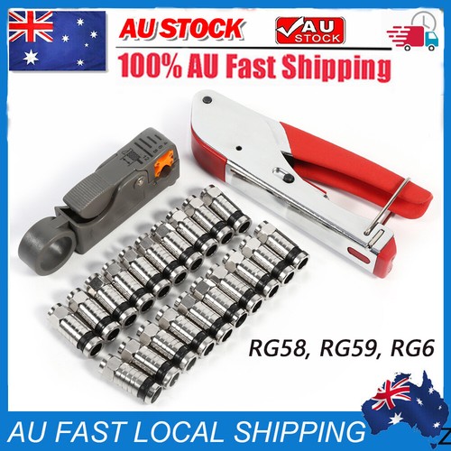 20x F-Type Crimp connector Compression Tool Kit RG6 RG59 Coaxial Cable ...