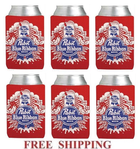 PABST BLUE RIBBON 6 PBR 12oz BEER CAN WRAP COOLERS KOOZIE COOLIE HUGGIE ...