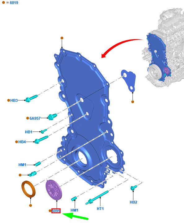 FORD KUGA MK3 CX482 Timing Gear Opening Cover JB3Q-6095-AA 2213851 NEW ...