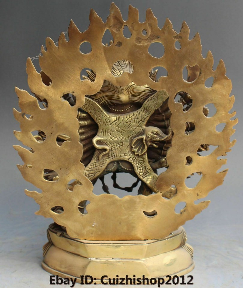 12" Tibet Buddhism Temple Bronze Yamantaka Yama Buddha Protection Deity ...