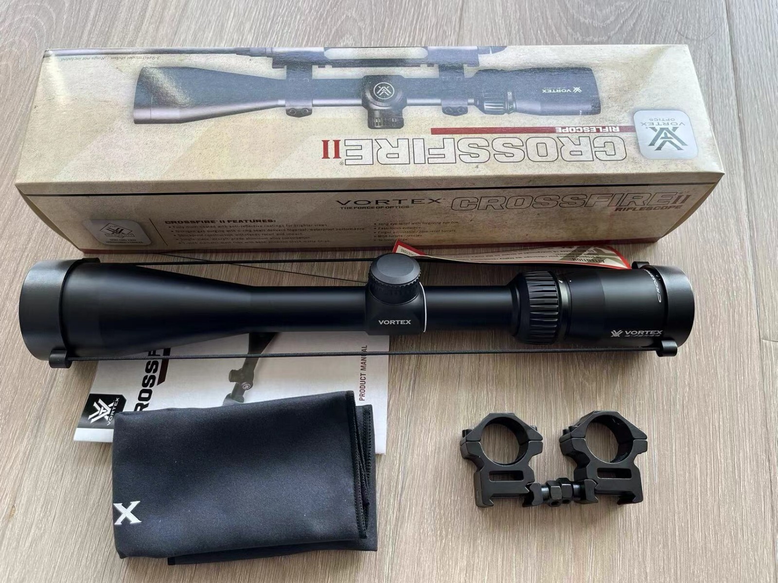 Vortex Crossfire II 4-12x44 Riflescope V-Plex with 1 In Scope Rings ...