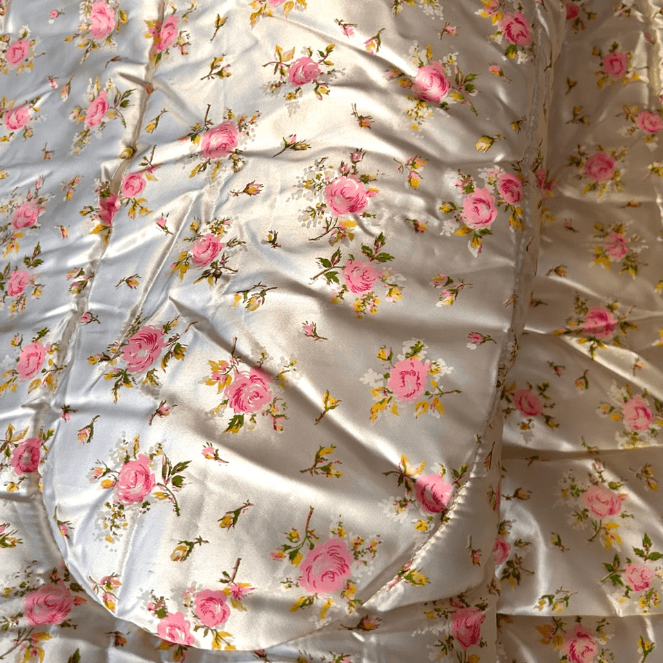 VTG NEW Floral Satin Comforter Rosebud Cottagecore 70s 80s KODEL Twin ...