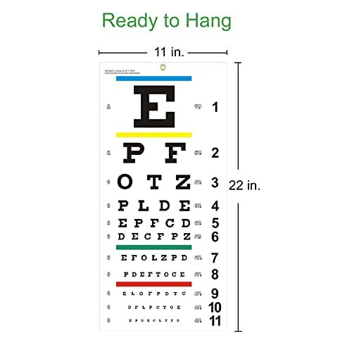 Eye Chart Upgraded Snellen Eye Chart for Eye Exams 20 Feet 22x11 Inches ...