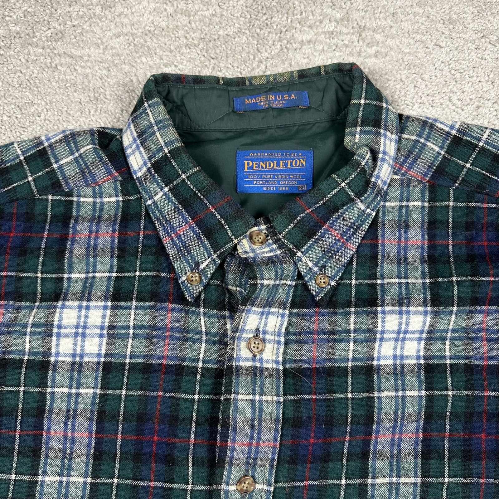 Pendleton Shirt Mens XL Green Blue Mackenzie Tartan P… - Gem