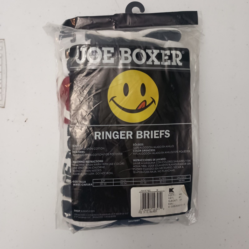 Joe Boxer Men Cotton 4 Pack Vintage Ringer Briefs Med 32-34 2 Blk 1 Gry ...
