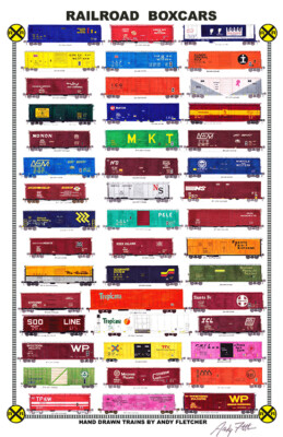 Railroad Boxcars #4 11"x17" Railroad Poster by Andy Fletcher signed | eBay