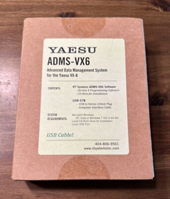 ADMS-VX6 USB Programming Cable & Software From RT Systems For Yaesu VX-6R | eBay