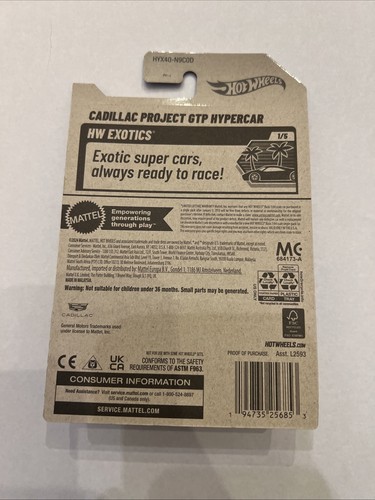 Hot Wheels CADILLAC PROJECT GTP HYPERCAR, Yellow, 2025 D-Case, * BOX ...