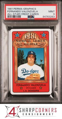 1981 PERMA-GRAPHICS ALL-STAR CREDIT CARDS FERNANDO VALENZUELA RC PSA 9 ...