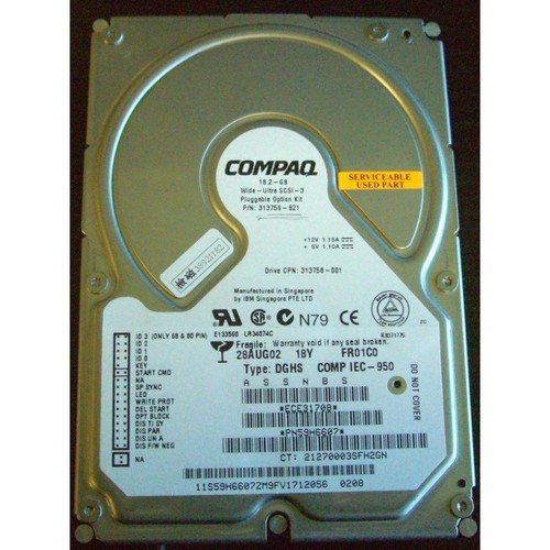 Compaq 313756-B21 IEC-950 18.2GB Wide Ultra SCSI-3 hot-pluggable hard ...
