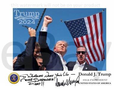 PERSONALIZED President Donald J. Trump autographed FIGHT 11x8.5 photo ...